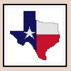 Cross Stitch Pattern Texas Flag Map Original Cross Stitch PDF Pattern ...