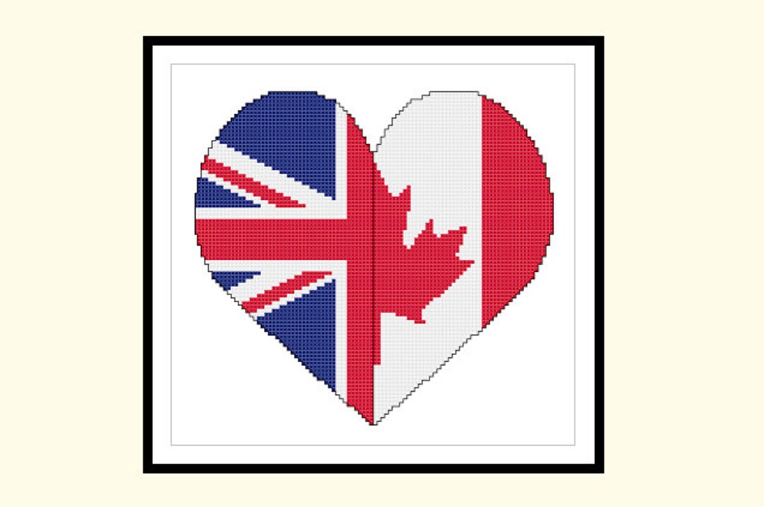 PDF UK Canadian Flag Heart Cross Stitch Pattern - Etsy