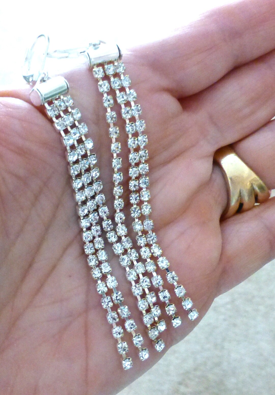 Tassel Chain Earrings, Crystal Chain Earrings, Bridal, Weddings ...