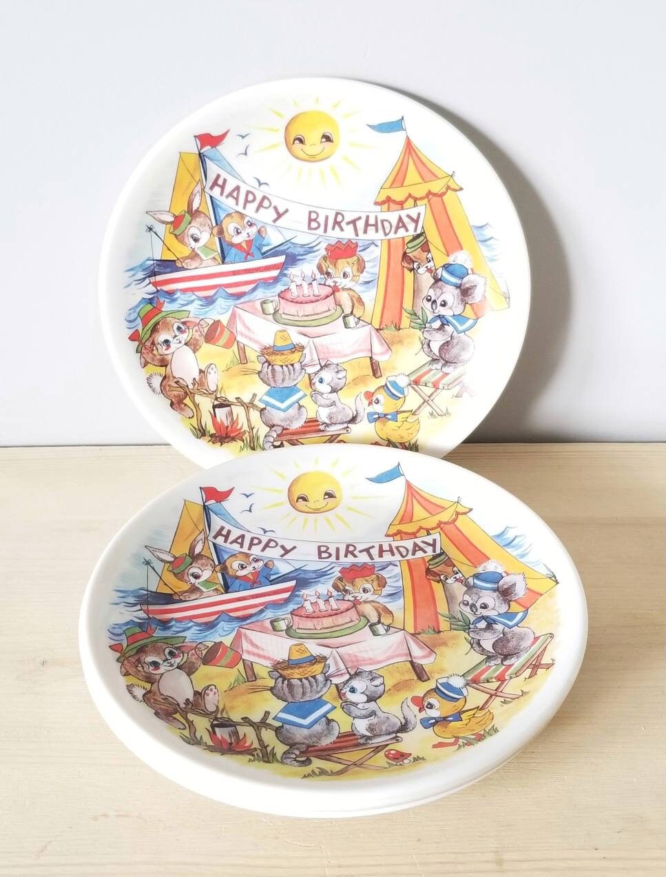 Vintage Ornamin children's plates set of 5 | Retro kitchen dishes | Mid ...