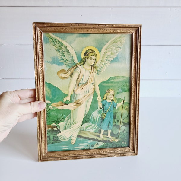 Vintage Framed Guardian Angel - Etsy