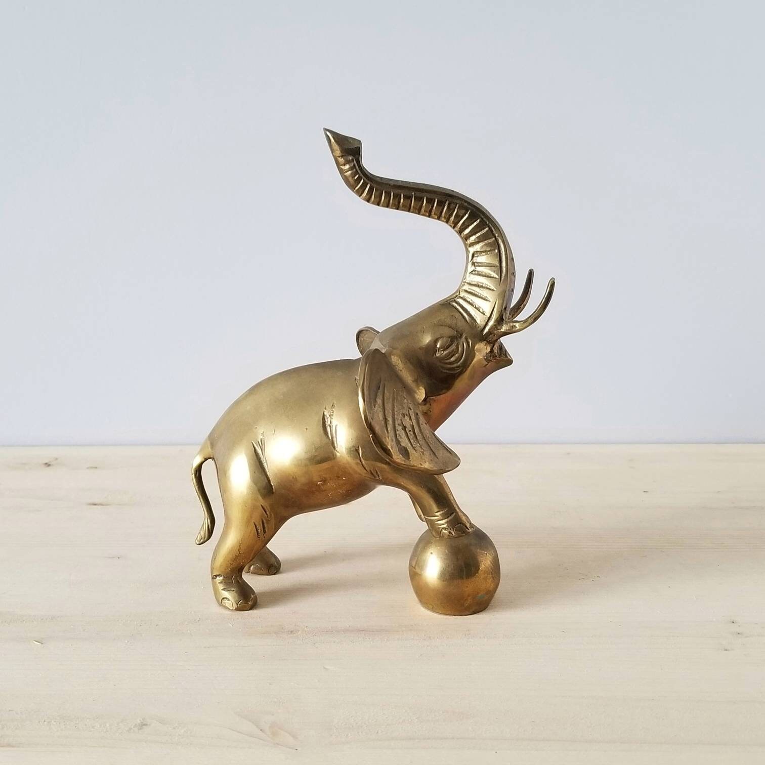 Vintage brass circus elephant | bohemian home decor | brass animals
