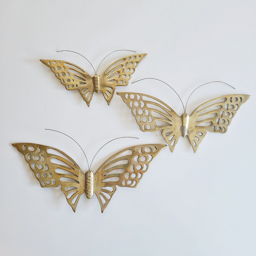 Vintage Brass Butterfly Wall Decor Brass Butterflies Wall Art Wall ...