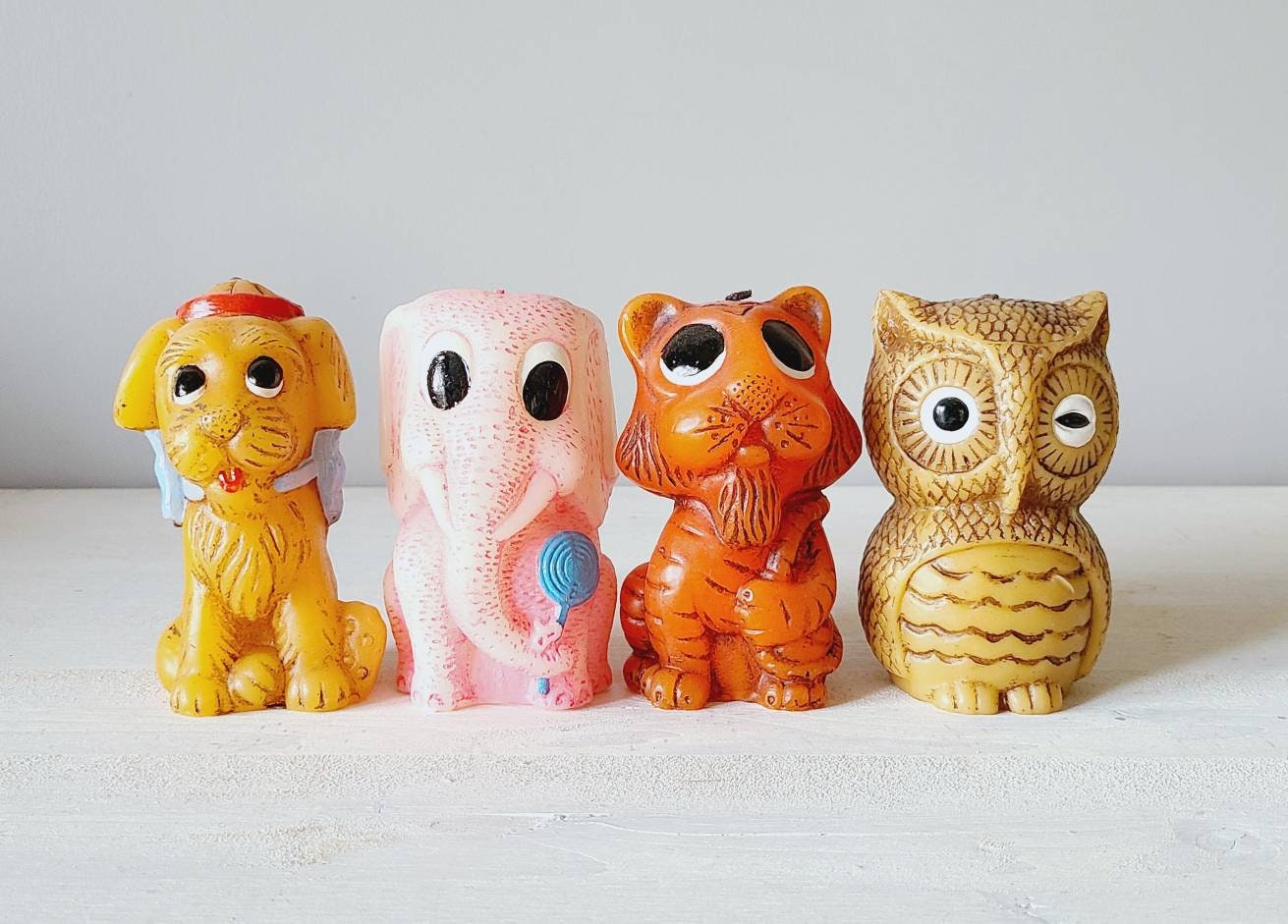 Vintage Animal Delights candles hand painted candle tiger | Etsy