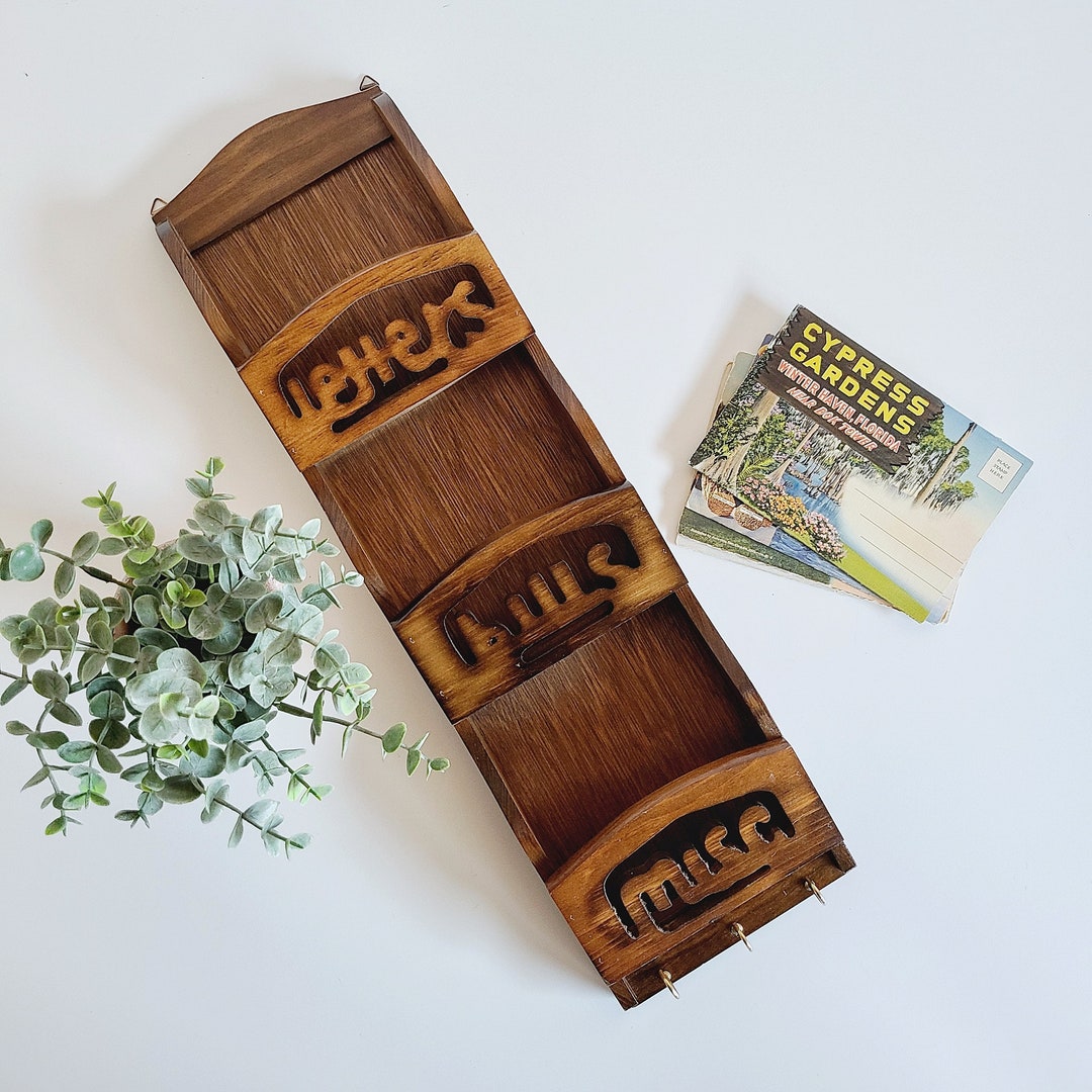Vintage Wood Mail Holder | Home Organization Solutions | Wall Organizer ...