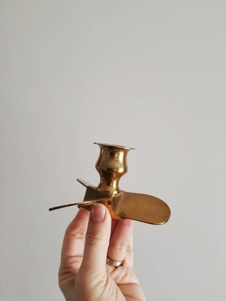 Vintage brass propeller candlestick holders | candle holders | airplane ...