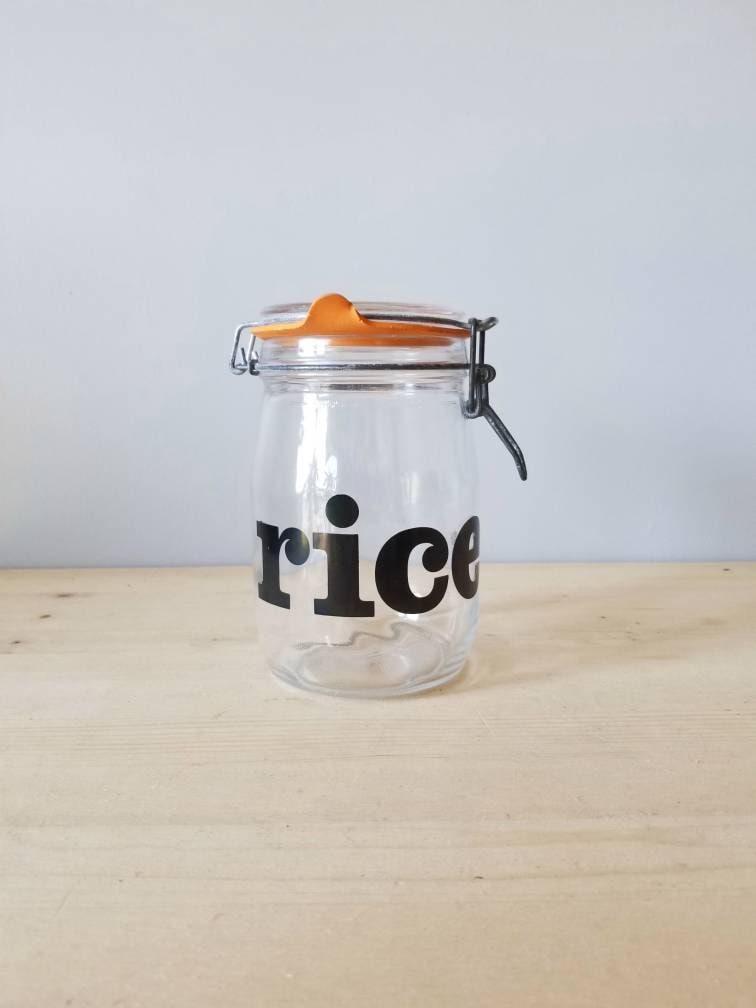 Mid century modern storage jar | rice jar | typography | kitchen storage
