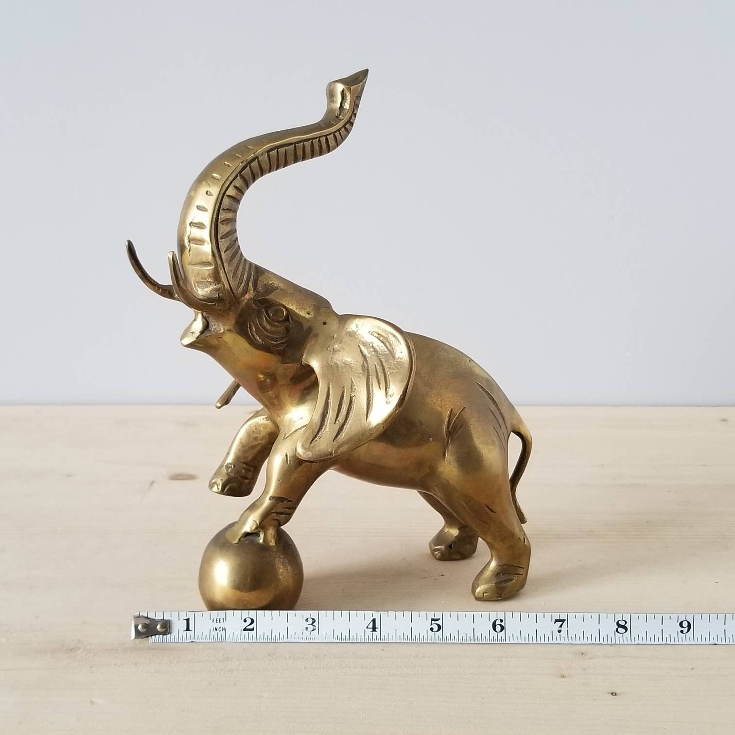 Vintage brass circus elephant | bohemian home decor | brass animals