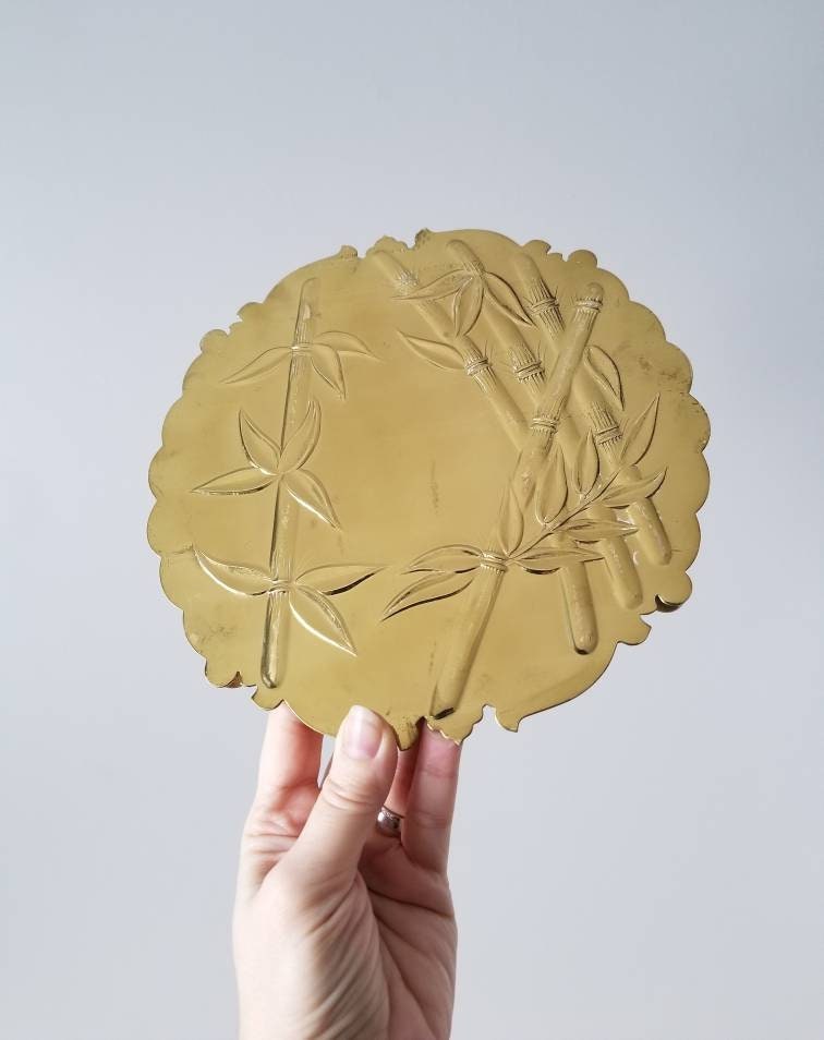 Vintage bamboo design trivet gold finish | Trivet for hot dishes ...