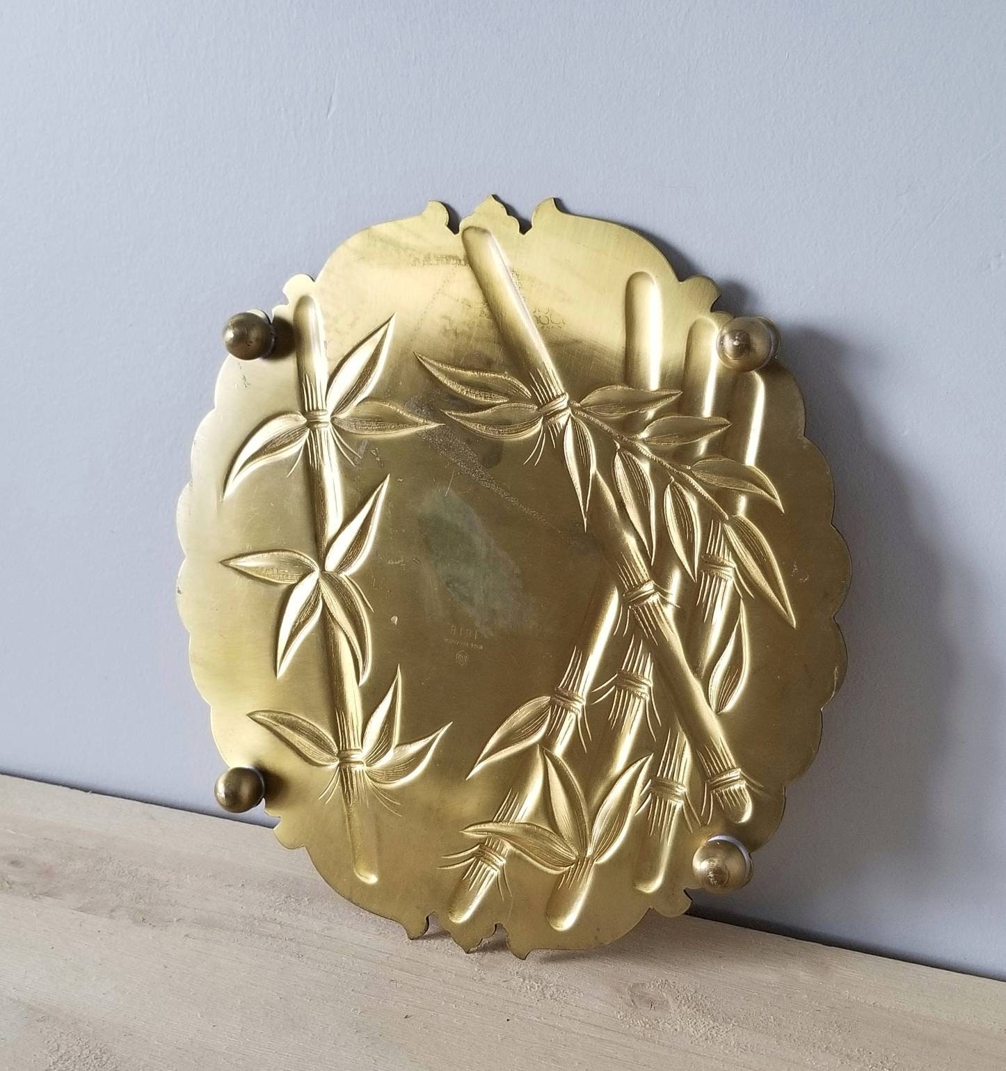 Vintage bamboo design trivet gold finish | Trivet for hot dishes ...