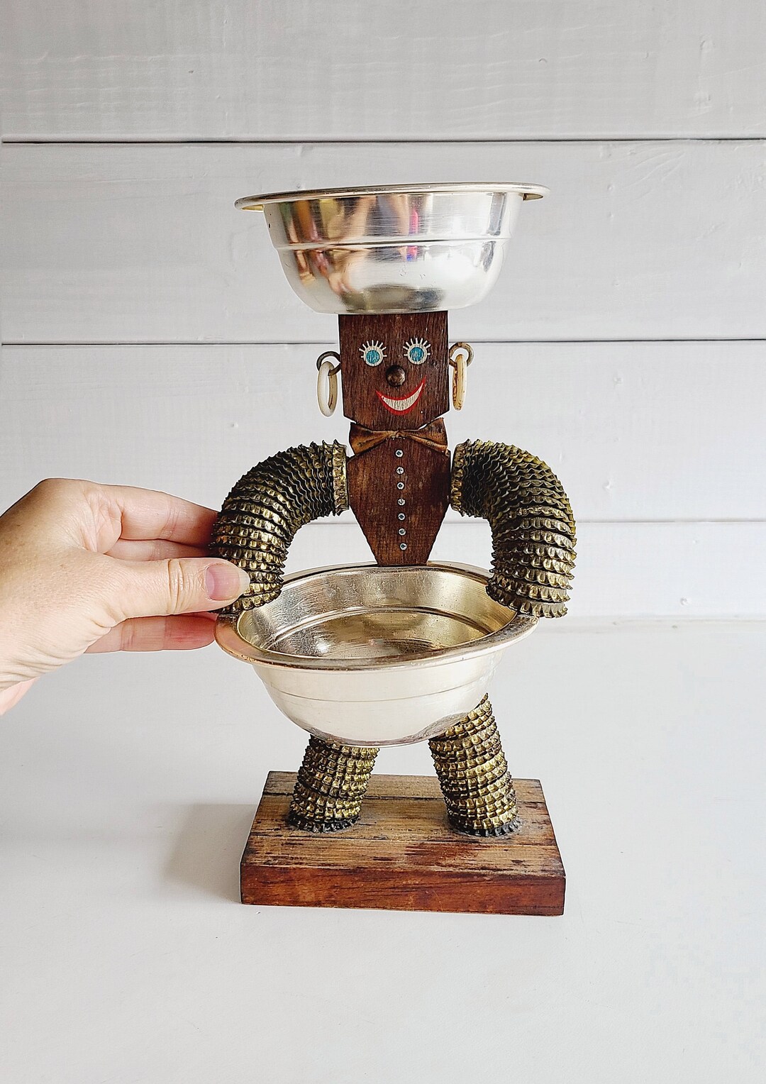 Vintage Bottle Top Sculpture | Handmade Bottle Cap Calypso Figure ...