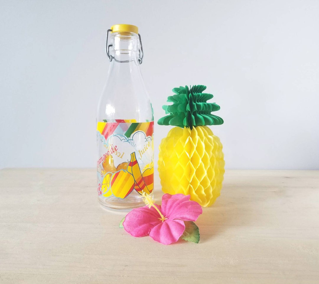 Vintage Italian Cerve Glass Juice Bottle Colorful Decanter Iced Tea ...