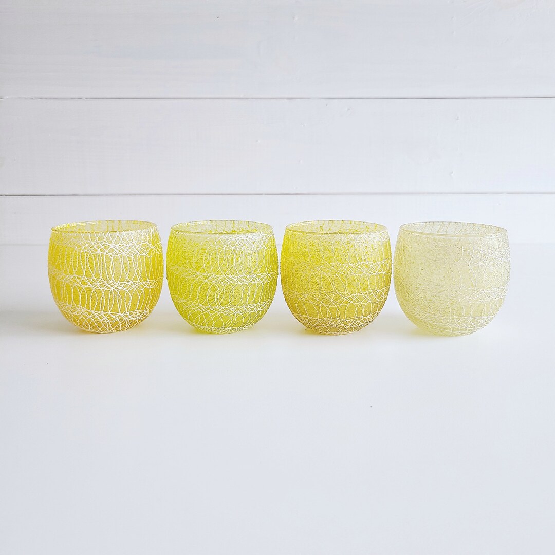 Mid Century Spaghetti String Roly Poly Glass Set of 4 | Mid Century ...