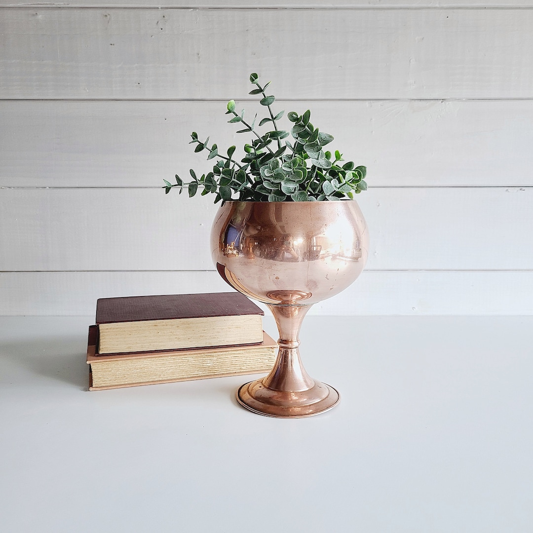 Vintage Copper Plant Pot | Copper and Brass Planter | Large Copper ...