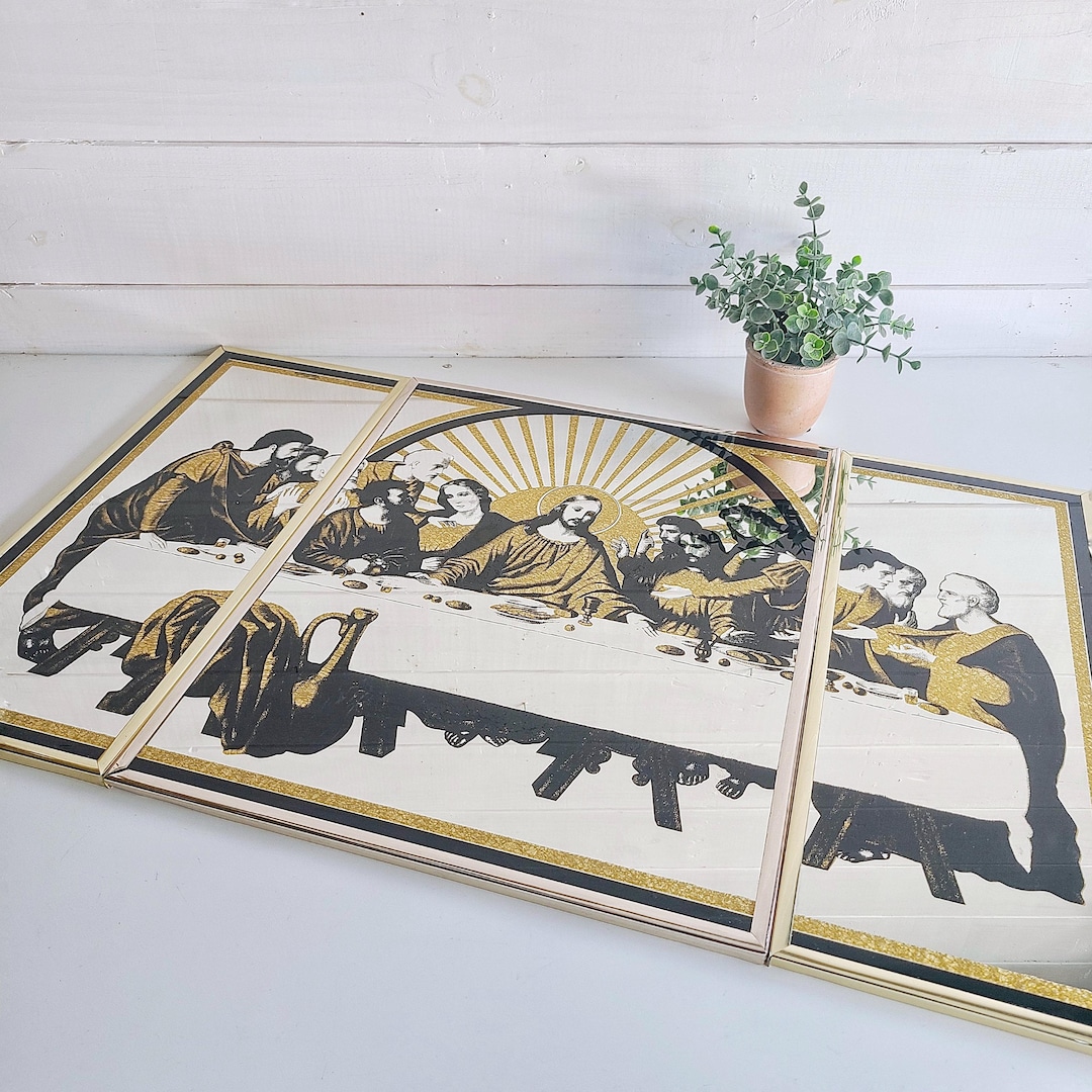 Vintage the Last Supper Triptych Mirror | 80s Decor | 3 Piece Mirror ...