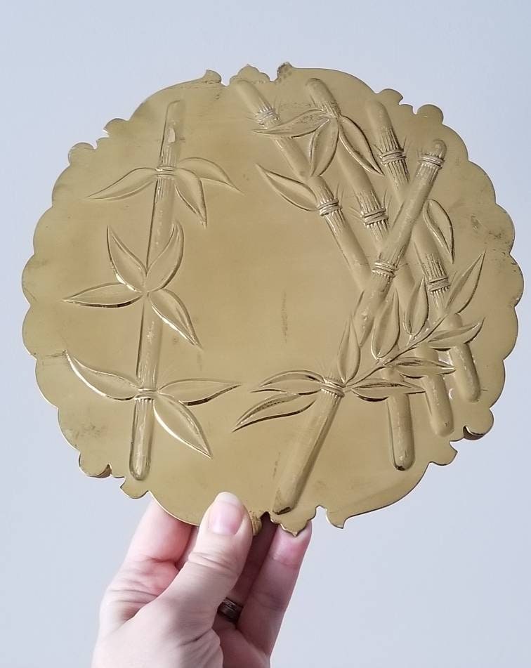 Vintage bamboo design trivet gold finish | Trivet for hot dishes ...