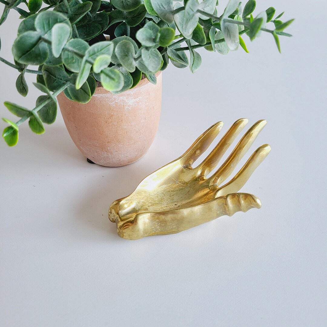 Vintage Brass Human Hand Ashtray | Trinket Dish | Paperweight | Office ...
