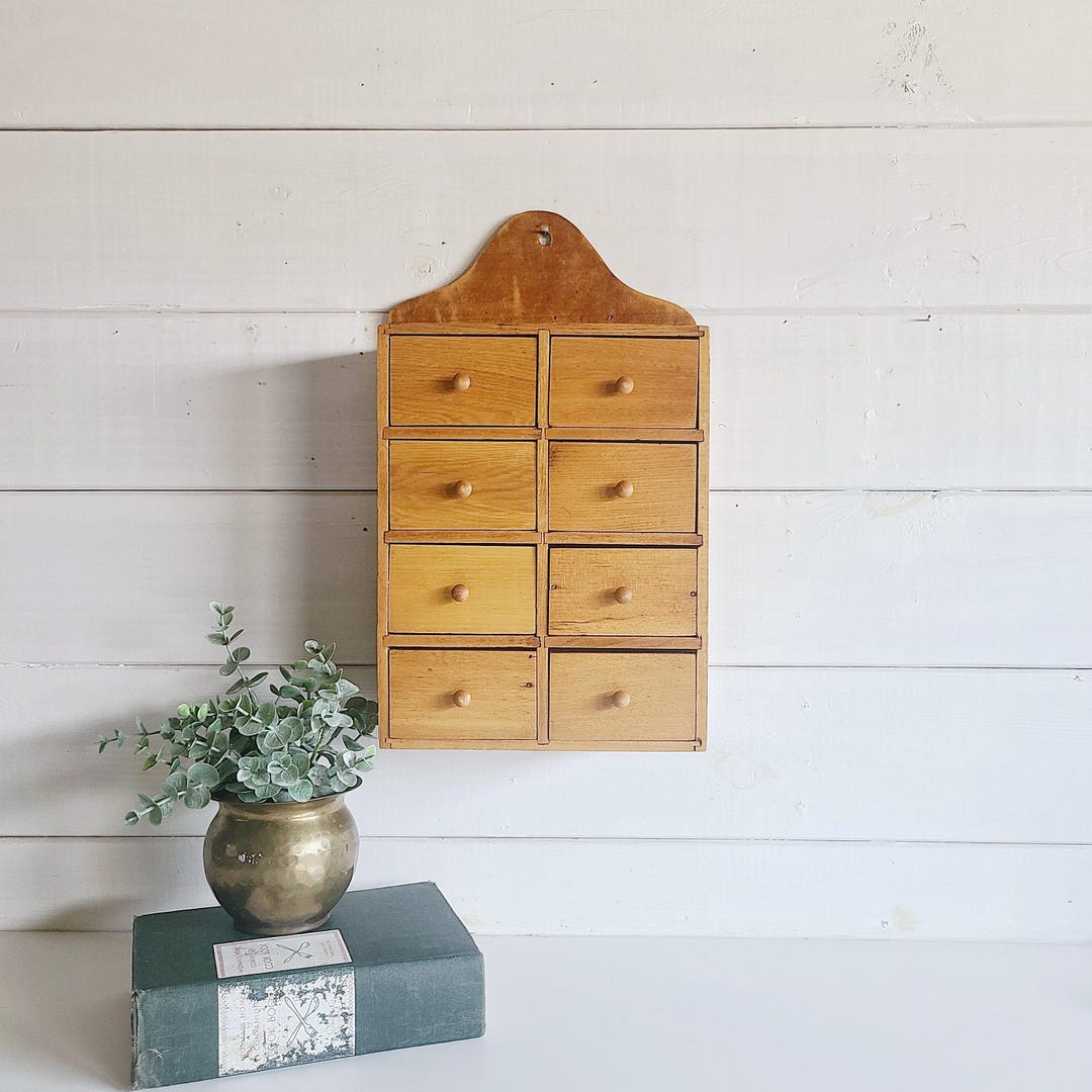 Antique Wood Spice Cabinet | Shabby Chic | Natural Decor | French ...
