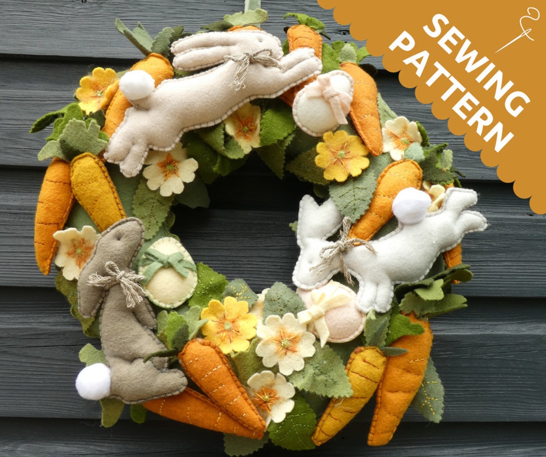 Spring Wreath PAPER SEWING PATTERN Spring and Easter Bunny Wreath Paper ...