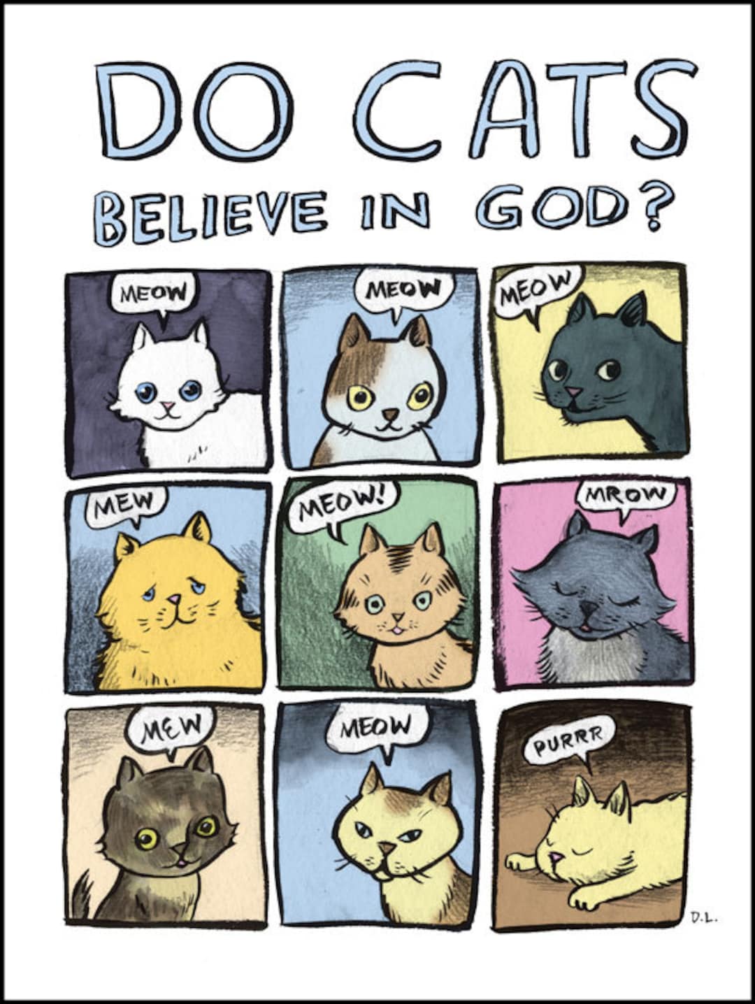 Do Cats Believe in God 9 X 12 COLOR Giclee Print by Lasky - Etsy UK