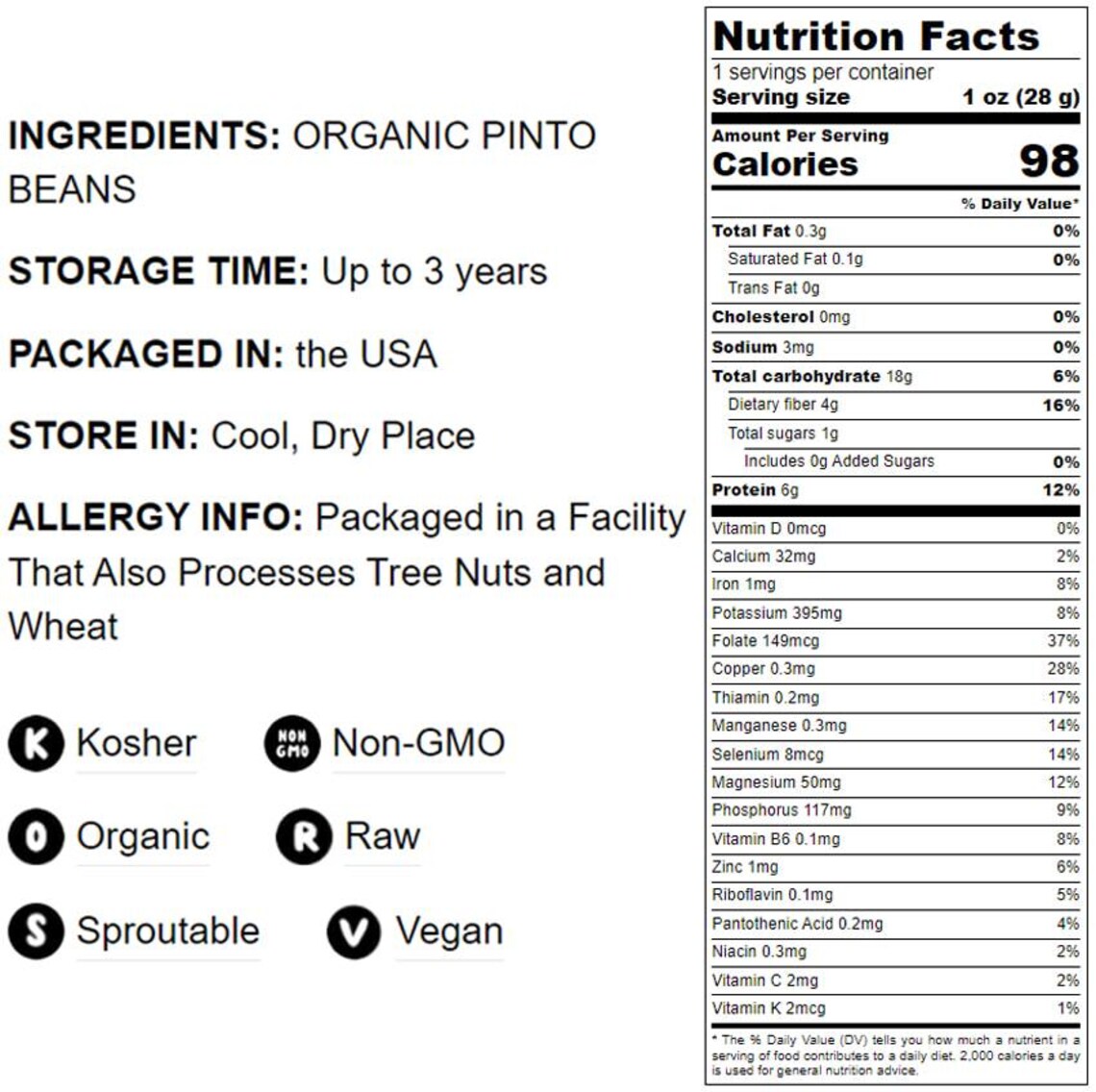Organic Pinto Beans – Non-gmo, Frijioles Pintos, Whole Dried Beans ...