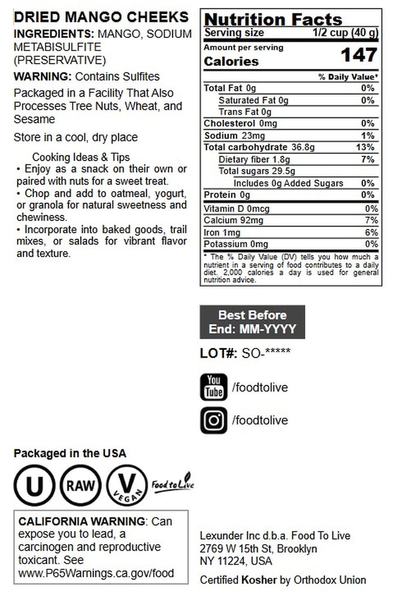 Dried Mango Cheeks — Premium Quality, Unsweetened, Unsulfured, and ...