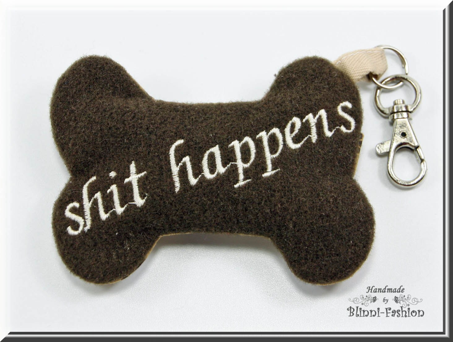 SHT HAPPENS Poop Bag Bone dog dispenser key fob | Etsy
