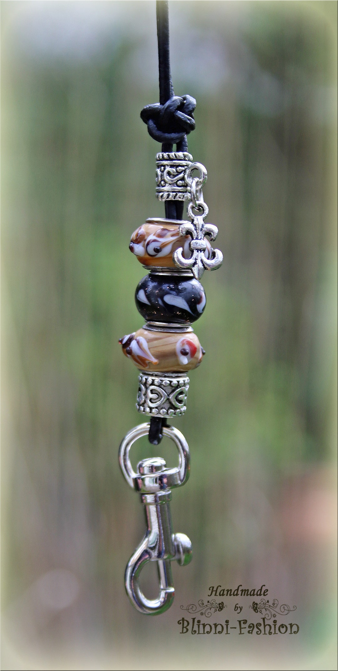 Dog Whistle Lanyard Made From Leather and Beads Lampwork - Etsy