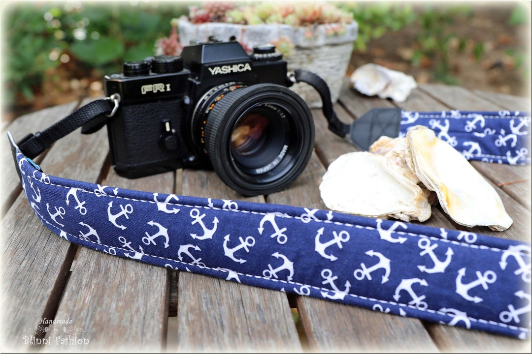 Maritime Camera Strap With Small Anchors, Marine White. Camera Bag ...