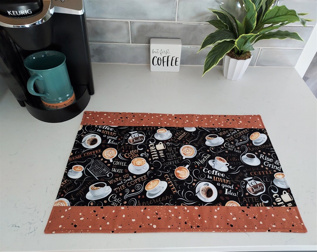 Rectangular Coffee Theme Mat Coffee Bar Decor Kitchen - Etsy