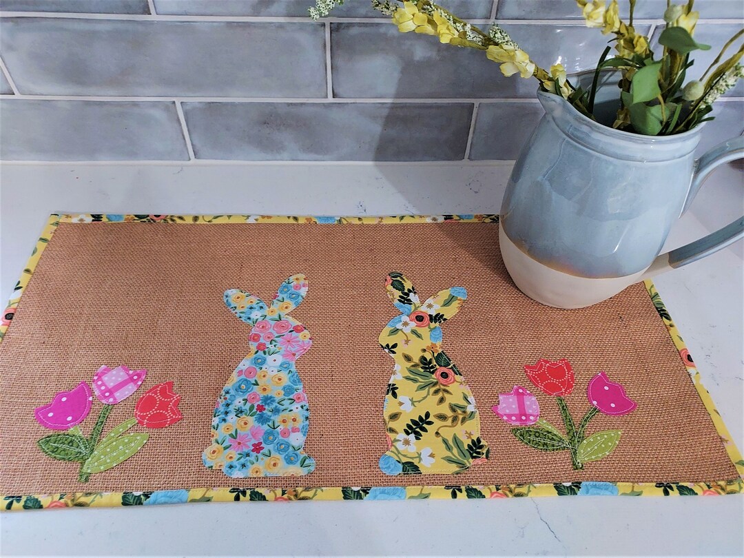 Easter Table Topper Small Easter Runner Floral Bunnies - Etsy