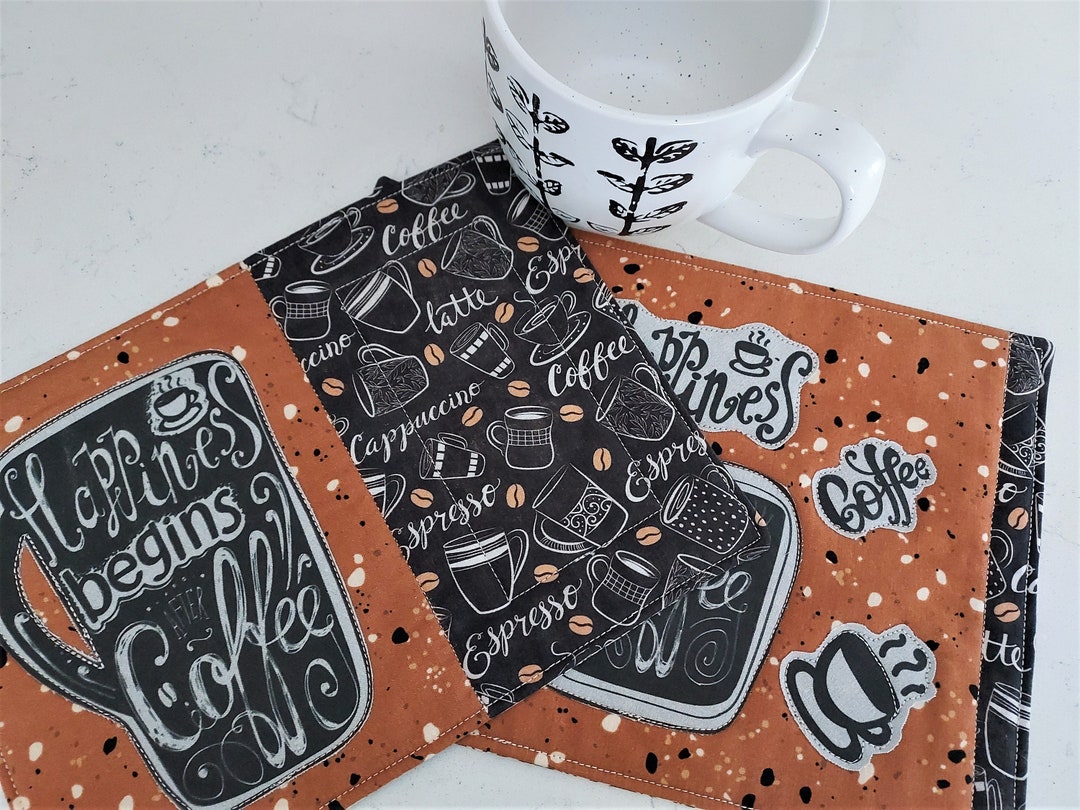 Coffee Theme Mug Rug Set of Two Snack Mat Set Coffee Bar - Etsy