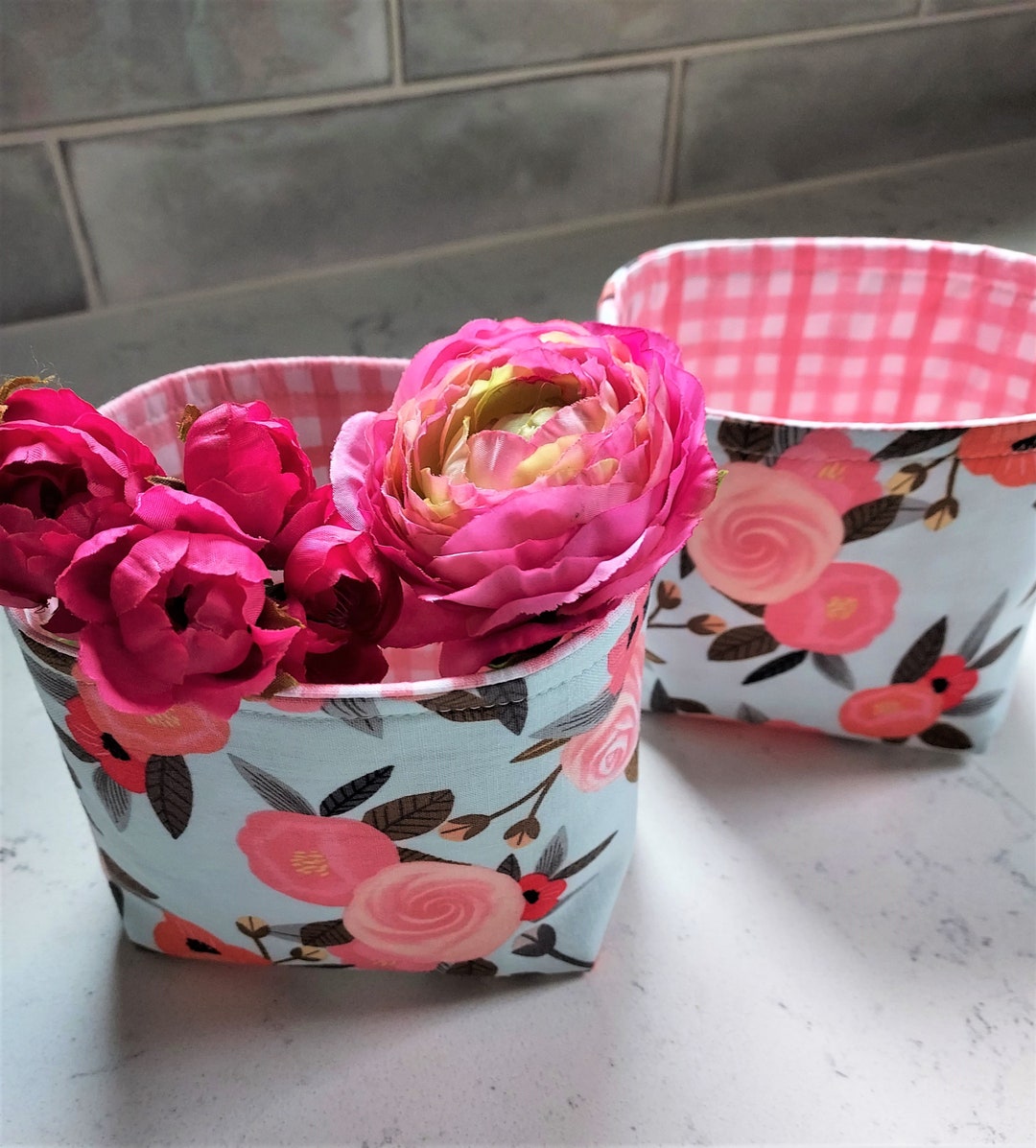 Set of Two Mini Storage Bins Pretty Storage Bins Pretty - Etsy