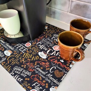 Coffee Mat Coffee Bar Decor Appliance Mat Kitchen Decor - Etsy