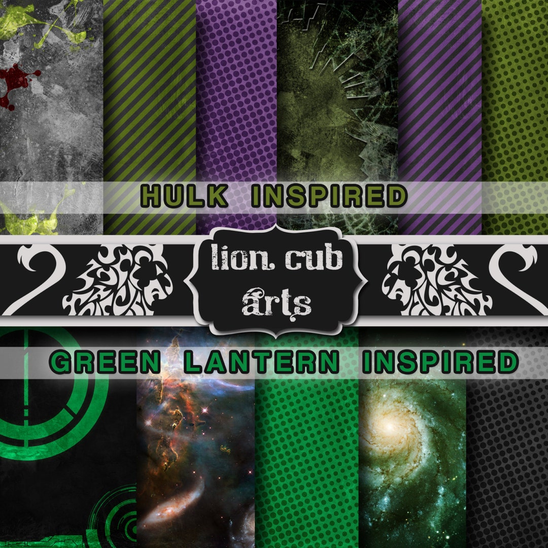 Comic Book Hulk Green Lantern Inspired Heroes Paper - 11 High Res JPEG ...