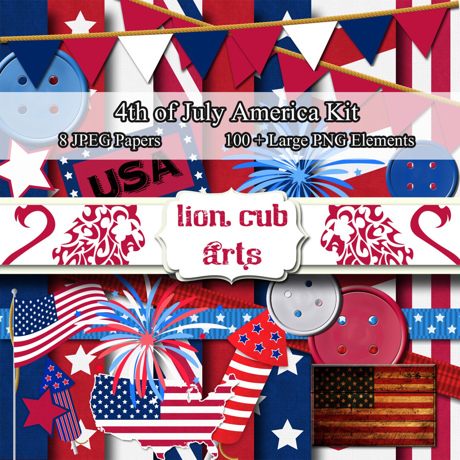 Fireworks Clipart, 4th of July, Printable Planner Stickers, American ...