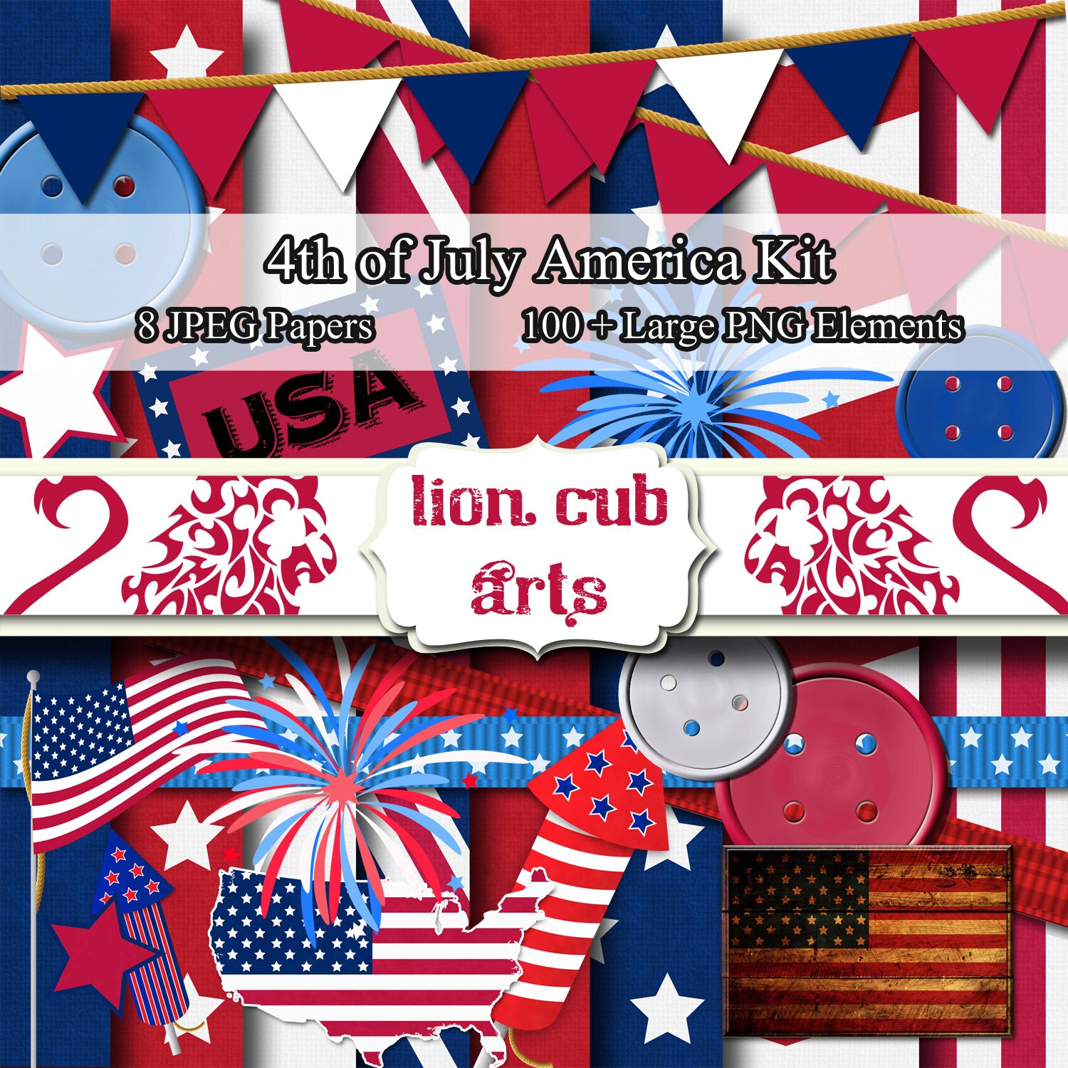 Fireworks Clipart, 4th of July, Printable Planner Stickers, American ...
