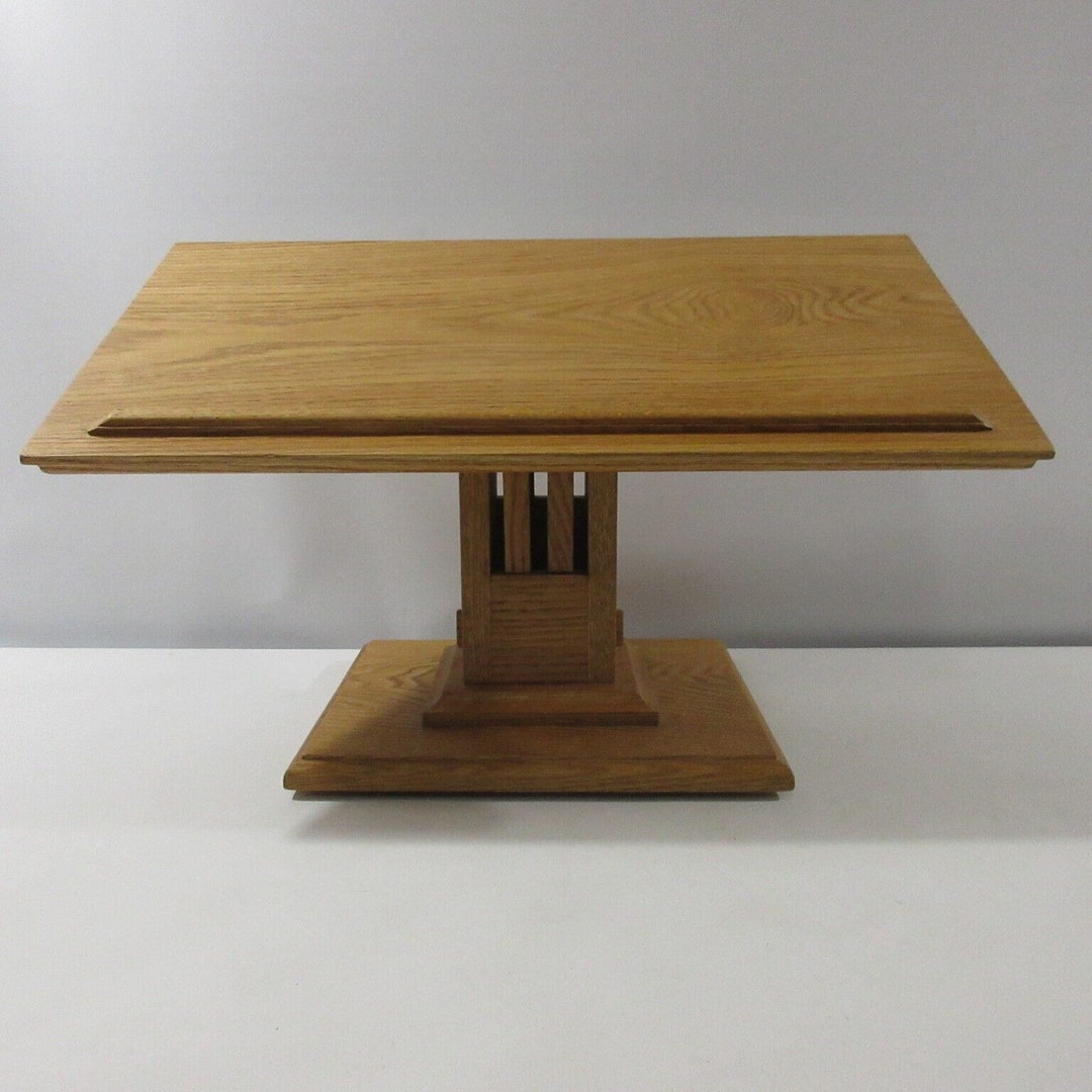 Wooden Teak Podium Book Stand Handmade Handcrafted Mission Style Signed ...