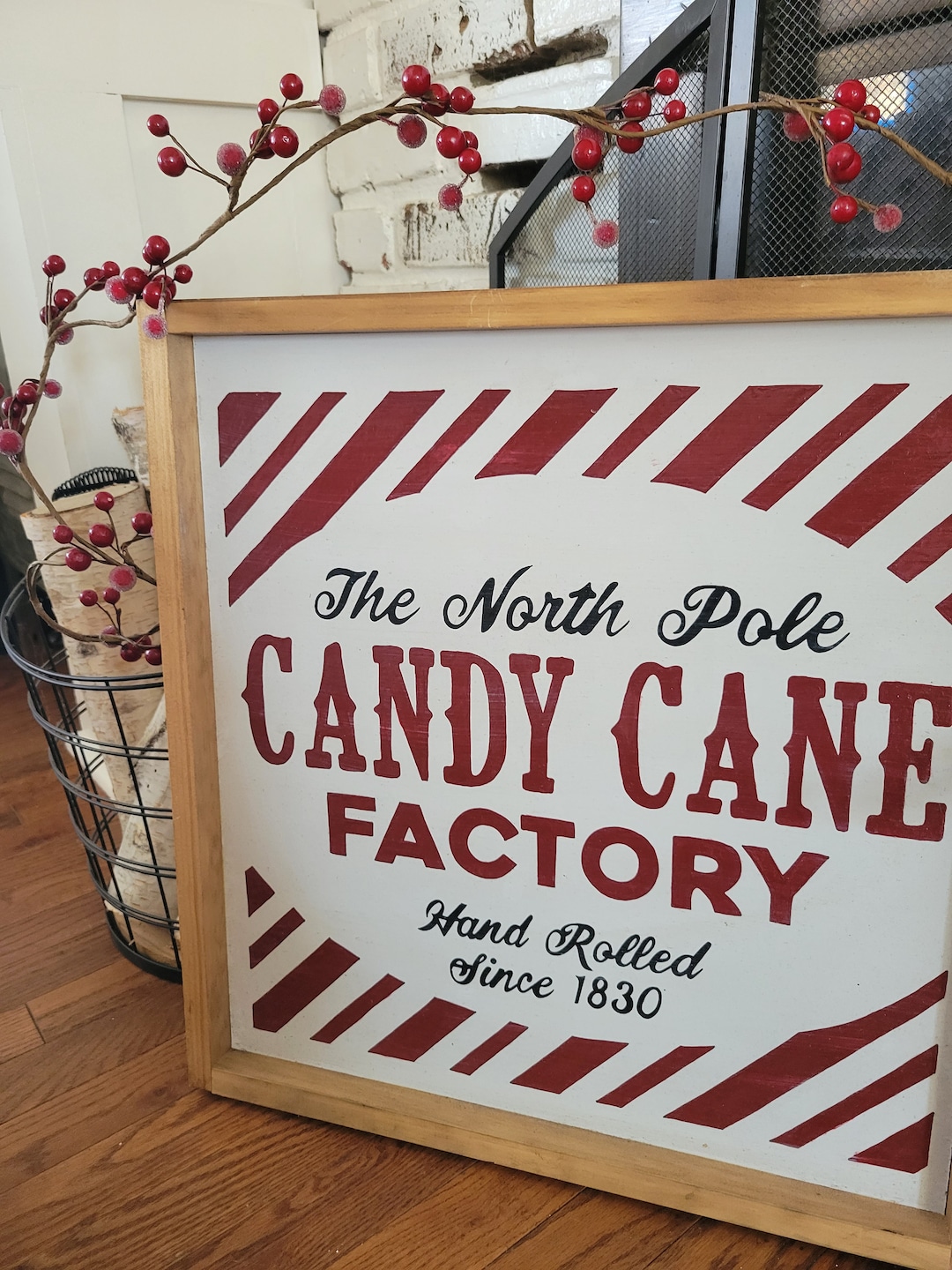 Candy Cane Factory Wood Sign - Etsy