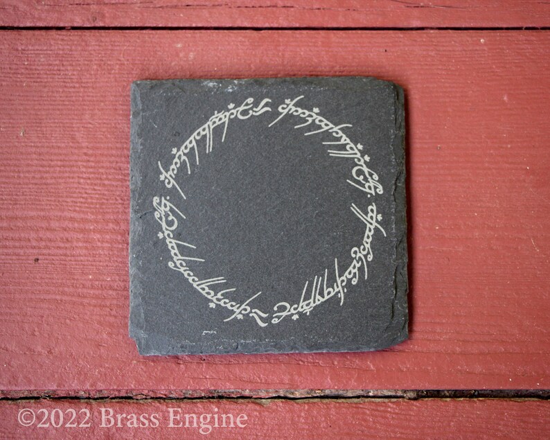 One Ring Script Lord of the Rings Etched Slate Coasters - Etsy