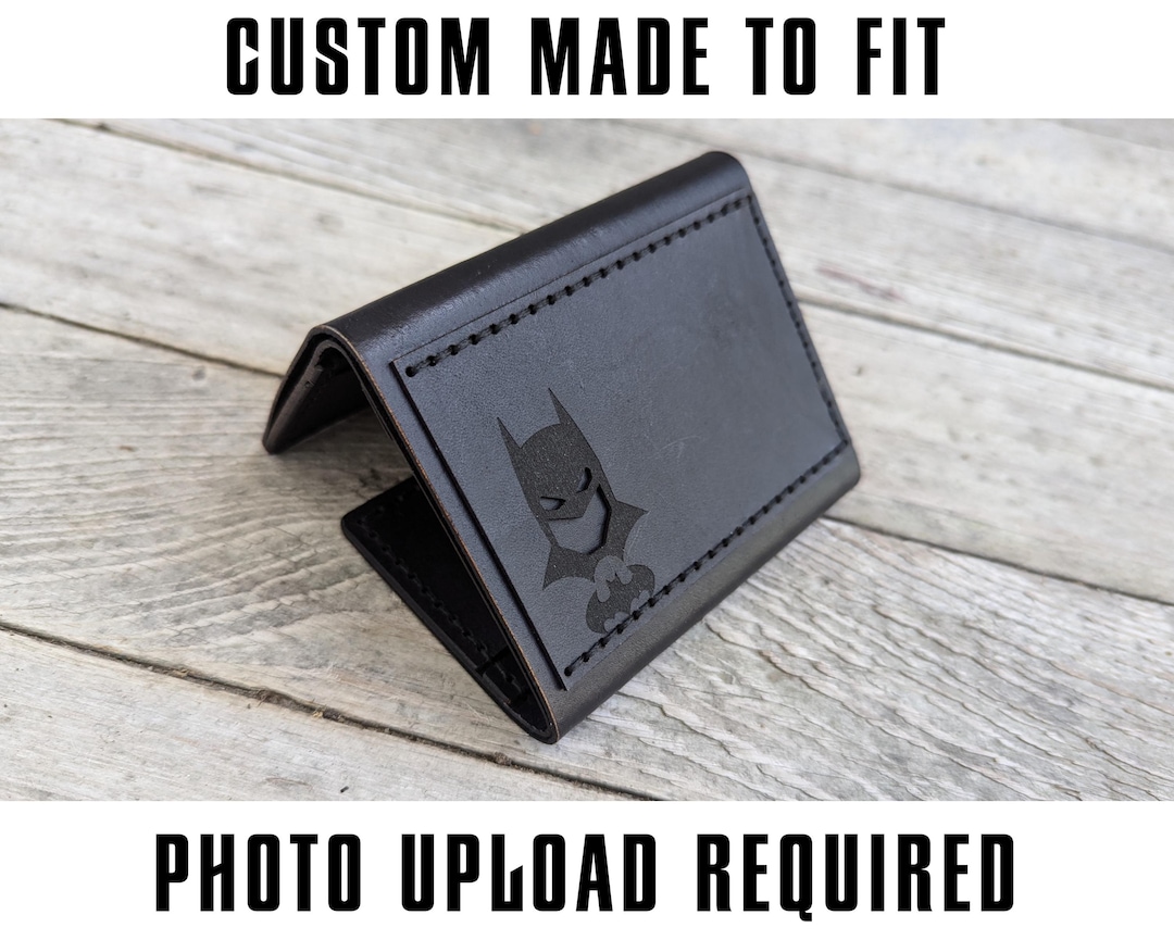 Bat Cowl ID Handmade Full Grain Leather Trifold Wallet - Etsy