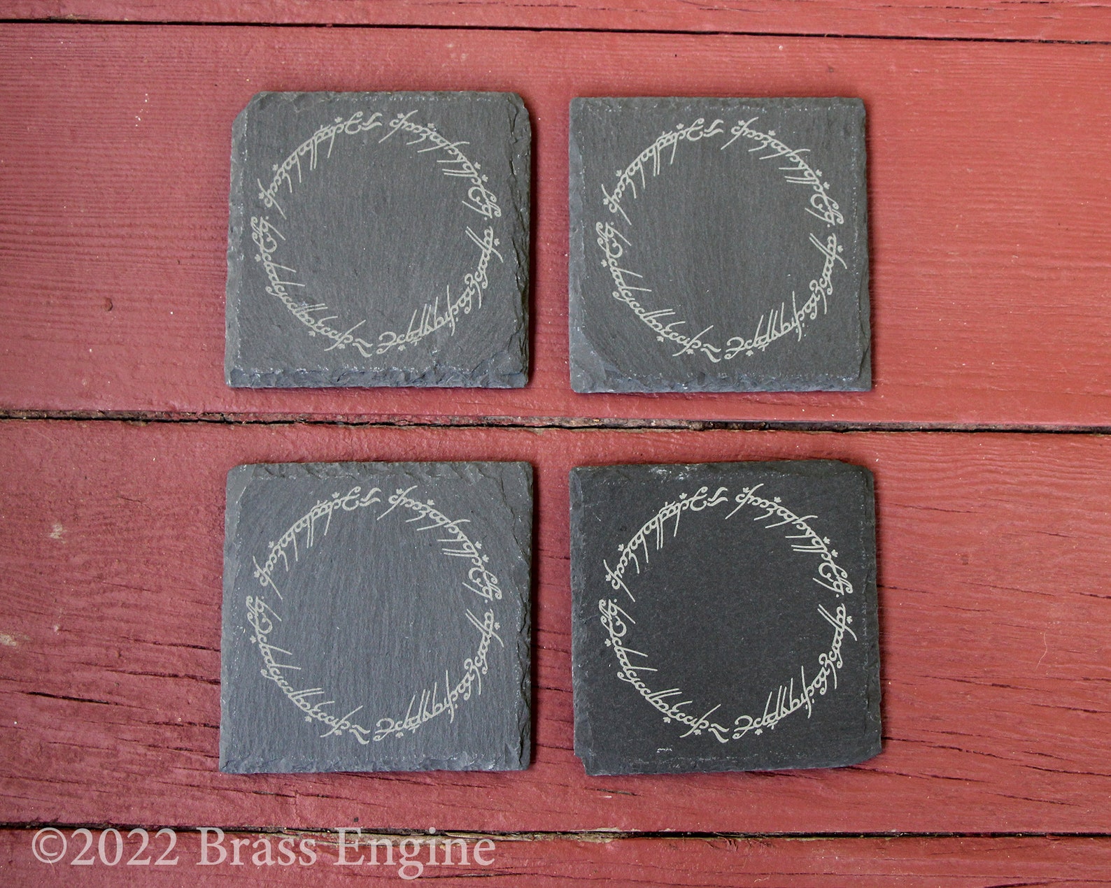One Ring Script Lord of the Rings Etched Slate Coasters - Etsy
