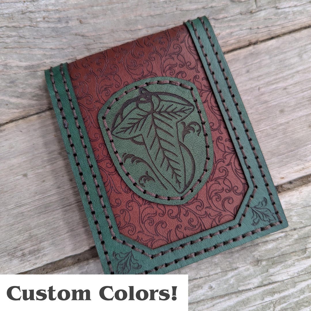 Elven Leaf Leather Bifold | Color Choice Full Grain Leather Elf Elvish ...