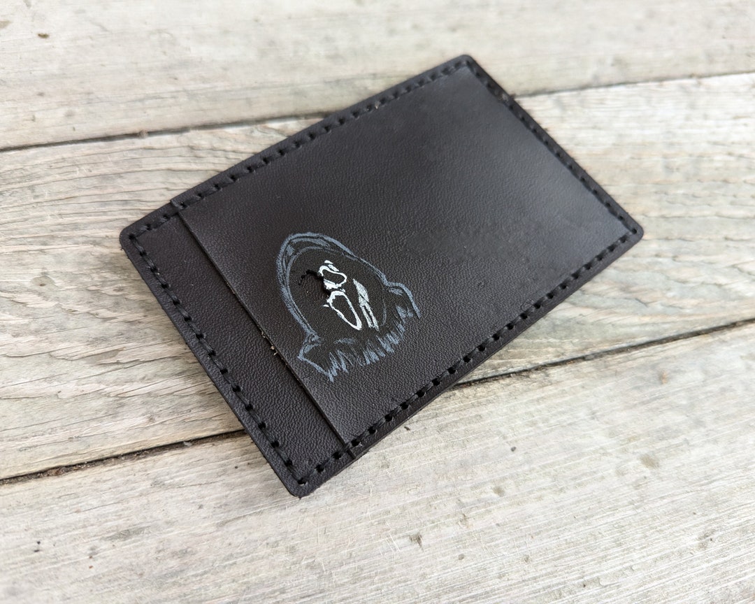 Ghostface ID Card Holder Optional Money Clip Face Cutout Full Grain ...