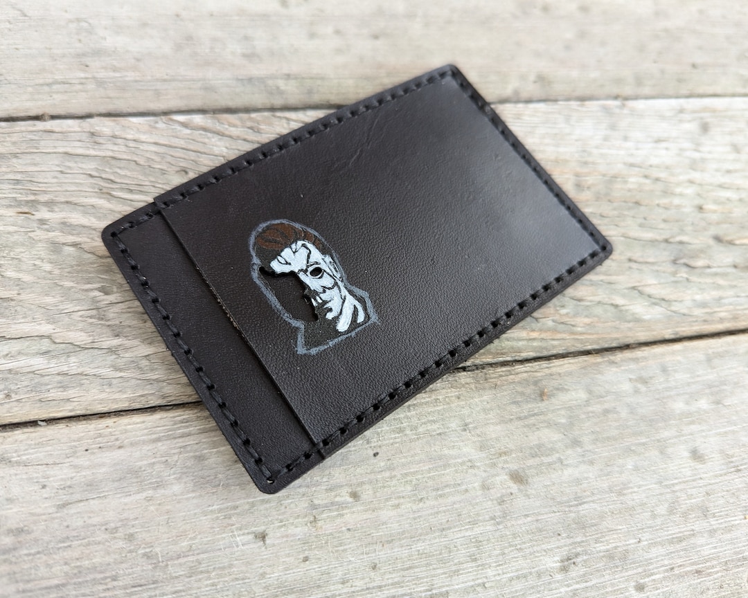 Michael Myers ID Card Holder Wallet Face Cutout Full Grain Leather ...