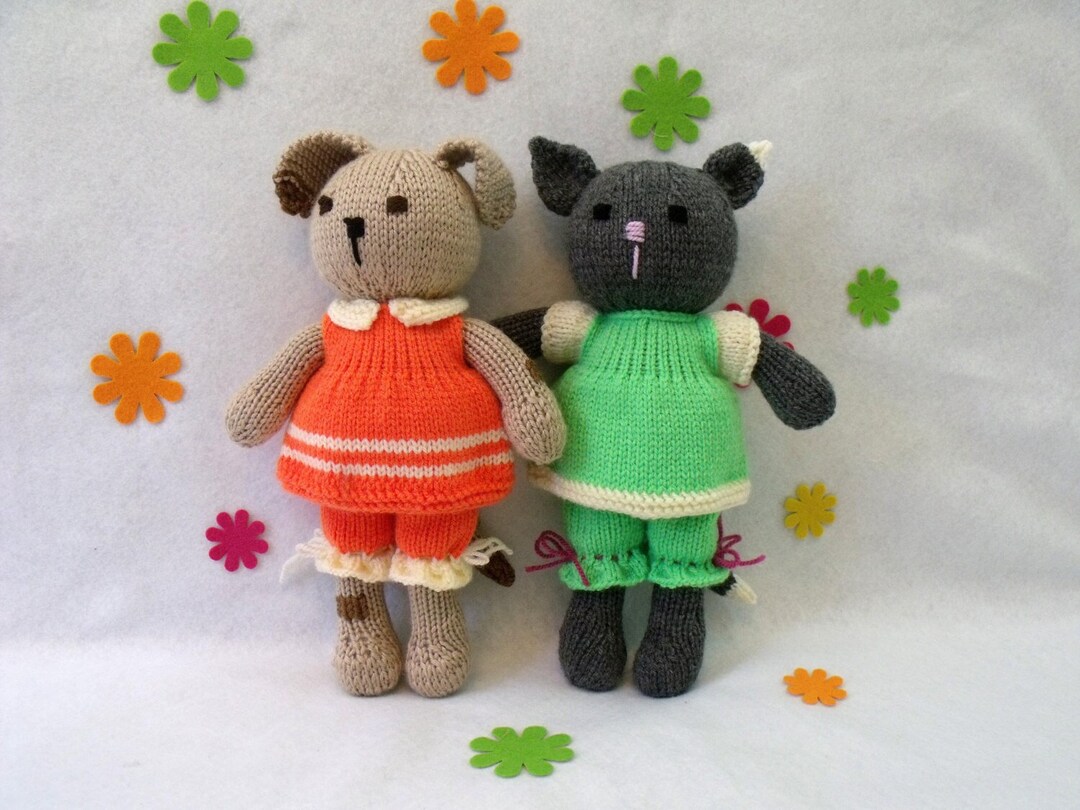 Toy Doll Knitting Pattern. Cuties. Doggy and Kitty. PDF Instant ...