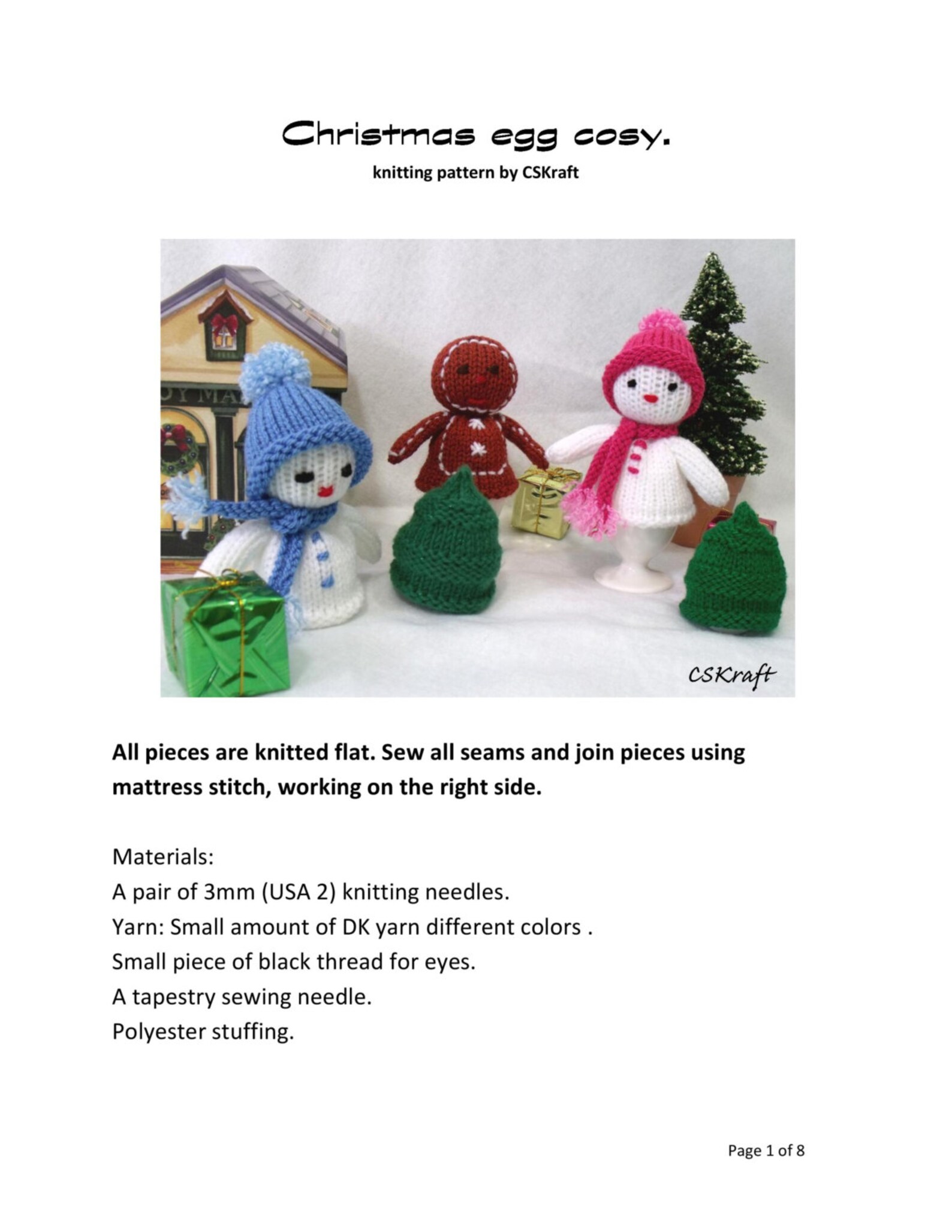 Christmas Egg Cosy. Knitting Pattern. Christmas Decoration. - Etsy