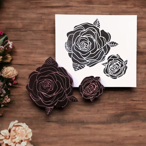 Rose Stamp Set / Hand Carved Stamp / Botanical Stamp / Floral Pattern ...