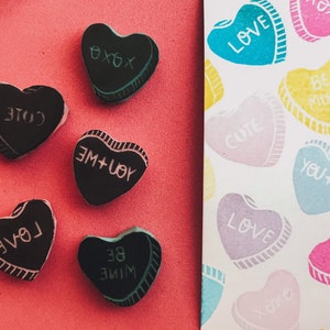 Conversation Heart Rubber Stamp Set / Candy Heart Stamp - Etsy