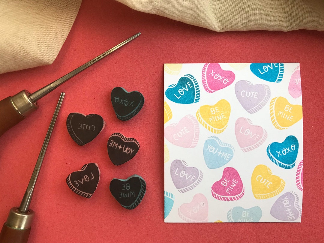 Conversation Heart Rubber Stamp Set: Custom Valentine Gift - Etsy